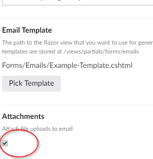 upload files not being attached when choosing the send email with template razor workflow